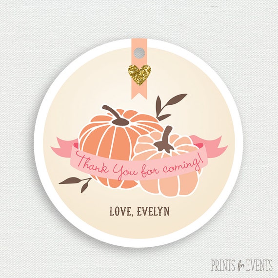 Printable Favor Tag Our Little Pumpkin pink by PrintsForEvents