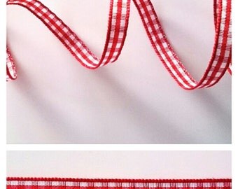Red gingham ribbon | Etsy
