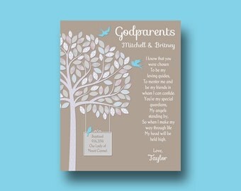 Personalized Godparent Gift - Godparent Print - Godparents Card ...