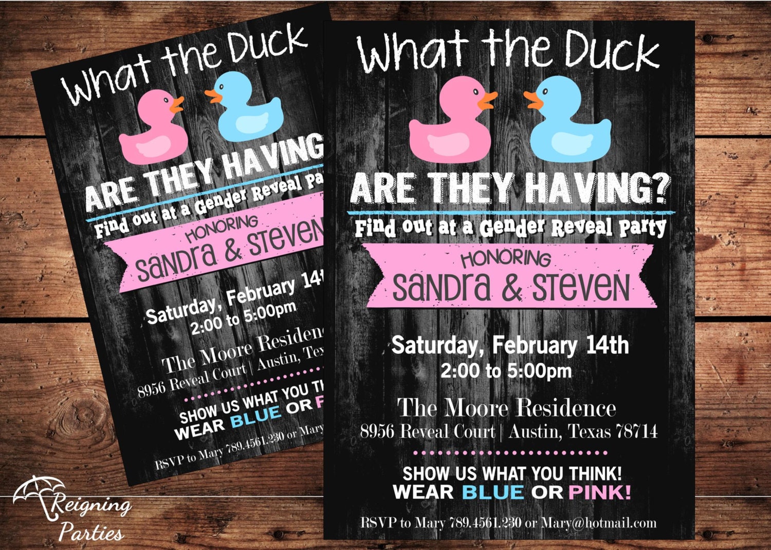 Funny Duck Gender Reveal Invitation Rubber Duck Team Pink