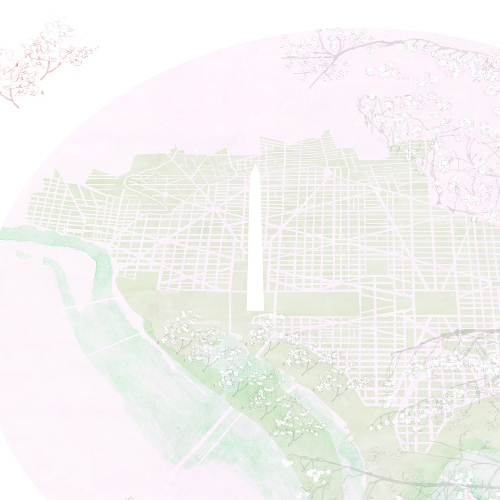 WASHINGTON DC National Mall Art Print Capital City Map
