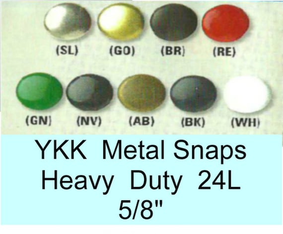 12 SETS - Heavy Duty Snap Fasteners 24L - 5/8" - YKK - You Choose Finish