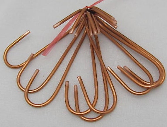 Hand Crafted Copper S Pot Rack Hooks set of 8.