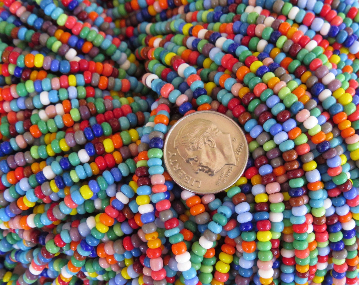 8/0 Opaque Color Mixed Czech Glass Seed Bead Strand CW61