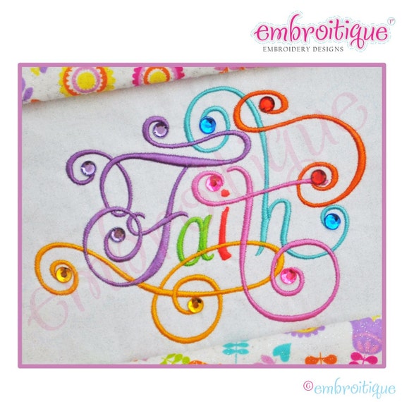 Faith Calligraphy Script Embroidery Design Large Instant