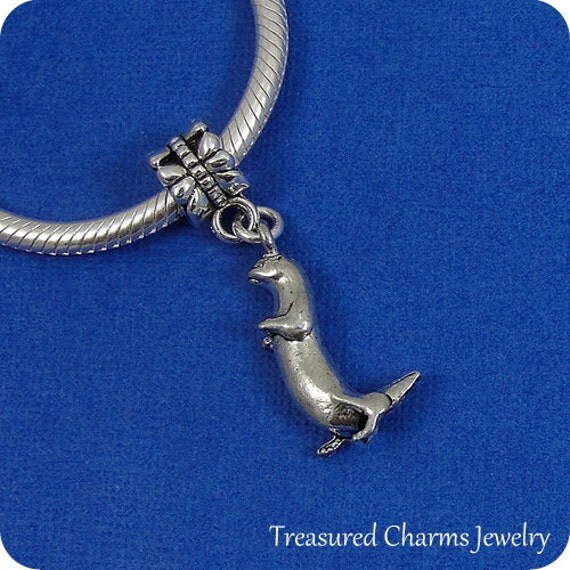 Otter European Dangle Bead Charm Silver Otter Charm for