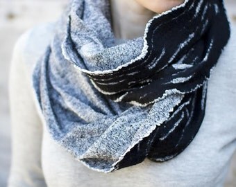 Felted infinity scarf cobweb cowl hood cover by AureliaFeltStudio
