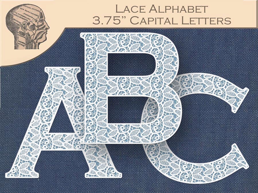 Digital Graphics Lace Alphabet Blue Capital Letters Banner