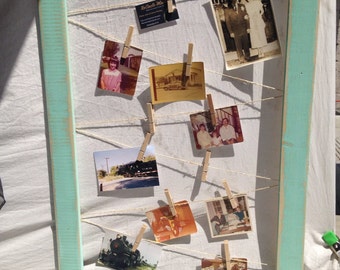 Items similar to Clothesline Display Frame, Photo Display, Clothespin ...