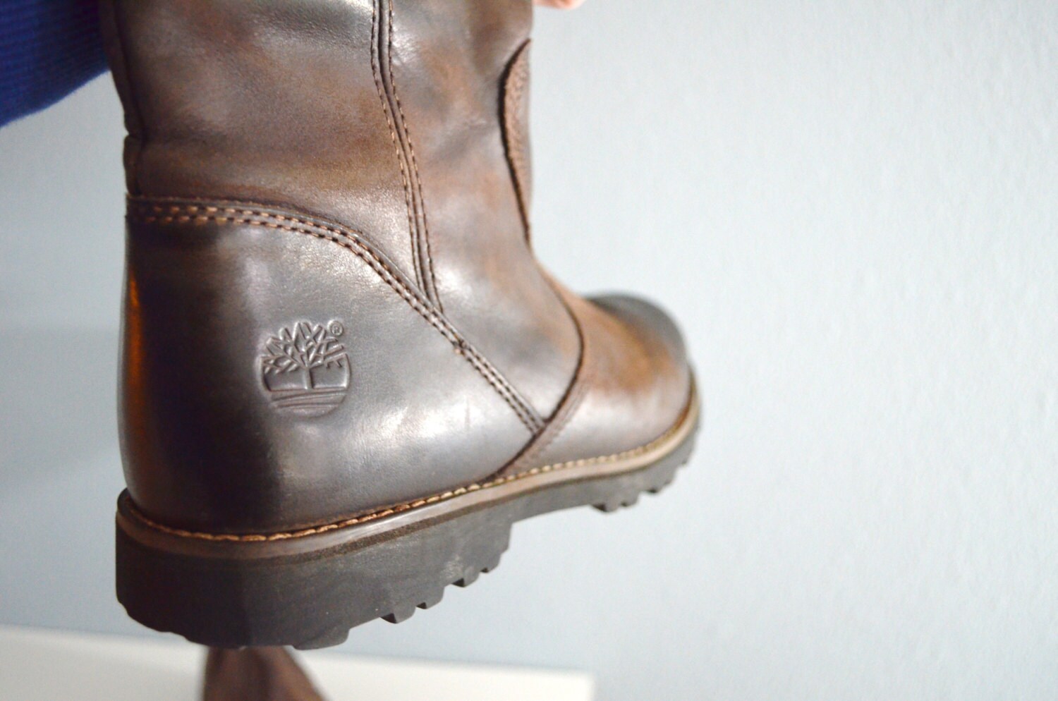 Vintage 90s Brown Leather TIMBERLAND Tall Boots // mid calf
