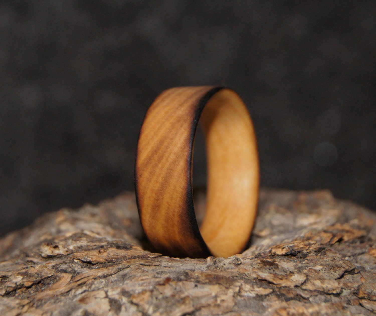 Any Size Olive Wood Ring burned