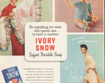 IVORY SNOW Laundry Detergent Vintage Magazine AD 1953 Washing Powder ...