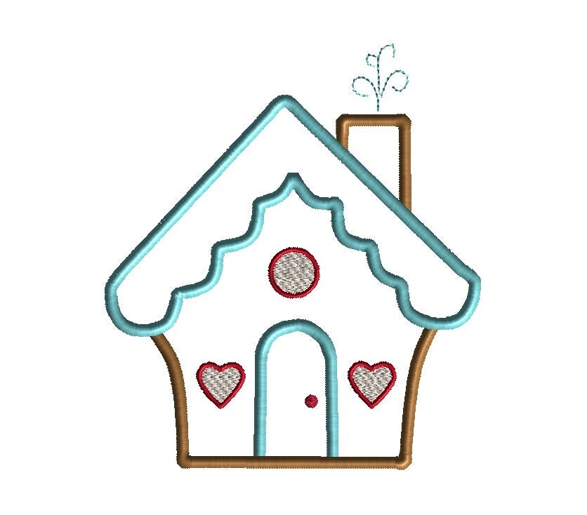 Gingerbread House Applique Machine Embroidery Design-INSTANT
