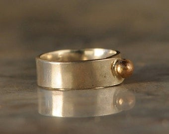 Trail of Gold Ring Sterling Silver and Gold Nugget