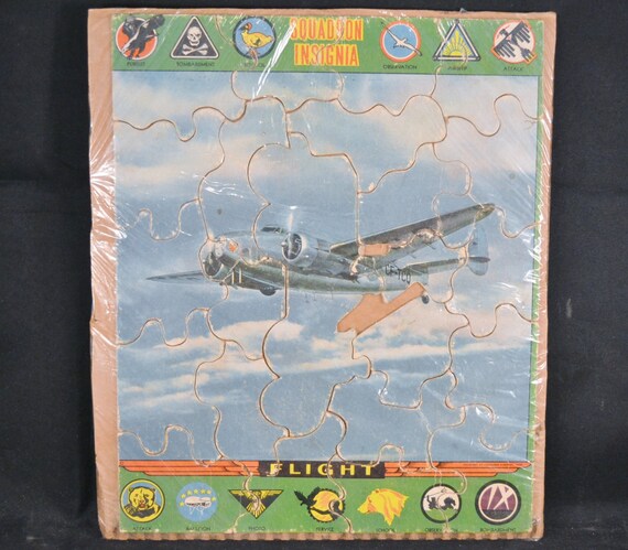 Items similar to Vintage WWII Airplane Puzzle, WW2 Squadron Insignia ...