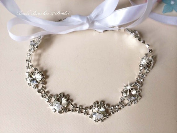 Items similar to Rhinestone Headband, Wedding Headband, Crystal Bridal ...