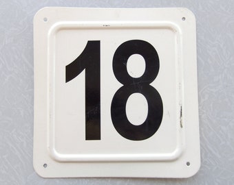 Vintage Metal Number 18, House Number Sign, Room Number Plate, Home Number