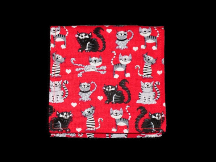 Red Cat Sticky Notepad Holder Refillable Fabric Cover