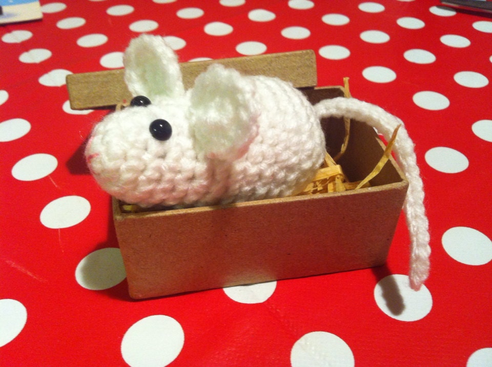 Mouse in a Box Handmade Crochet Toy