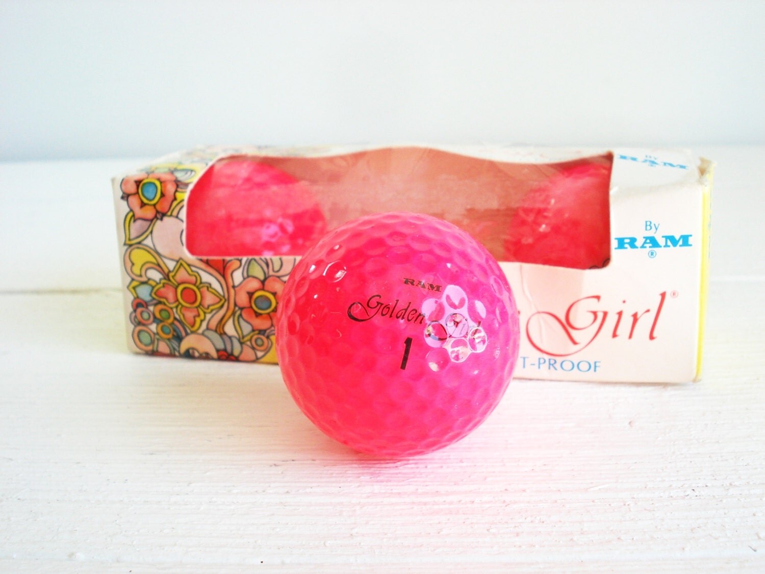 Vintage Golf Balls Ram Golden Girl Long Distance Cut Proof Hot