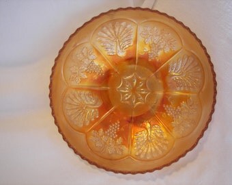 Peacock and Grape Carnival Glass Bowl by Fenton Glass