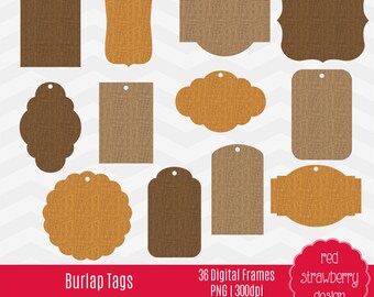 Linen Frames Digital Linen Label Images PNG scrapbooking