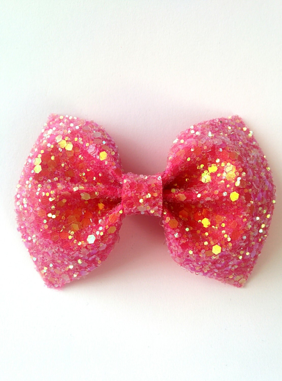 Mini Sugar Pink Glitter Bow / Pink Glitter Bow / Glitter