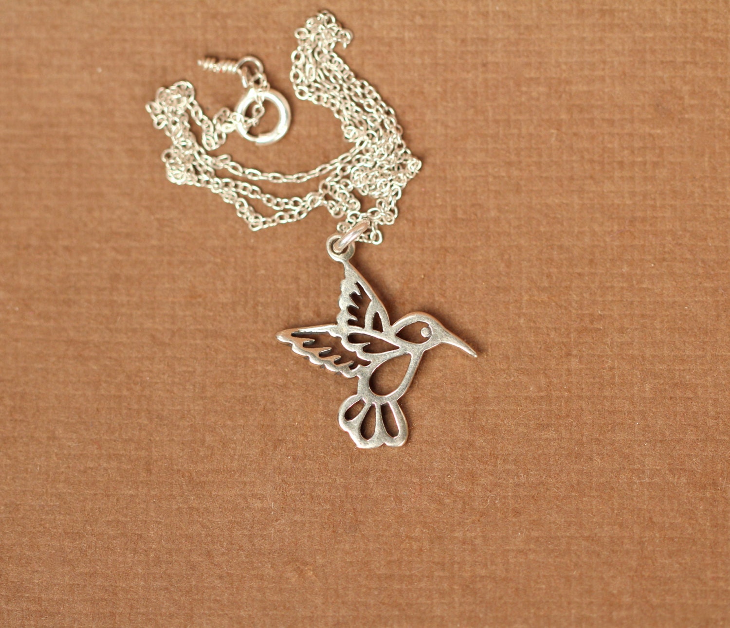 Humming bird necklace - gold hummingbird necklace - silver hummingbird ...