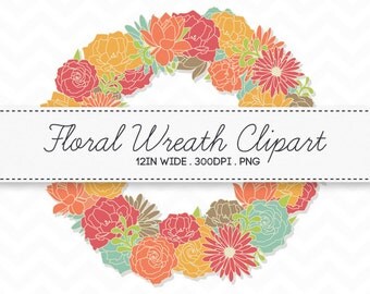Digital Flower Wreath Frame / INSTANT DOWNLOAD / Clip Art / 124