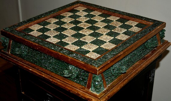 Maya aztec style stone chess set
