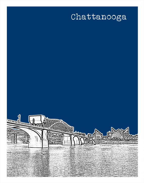 Chattanooga Poster Tennessee Art Print Skyline TN Version 1