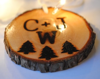 BABY'S First Christmas ornament, 2014 two-sided wooden ornament