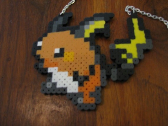 Raichu Pokemon Perler Bead Necklace Homemade