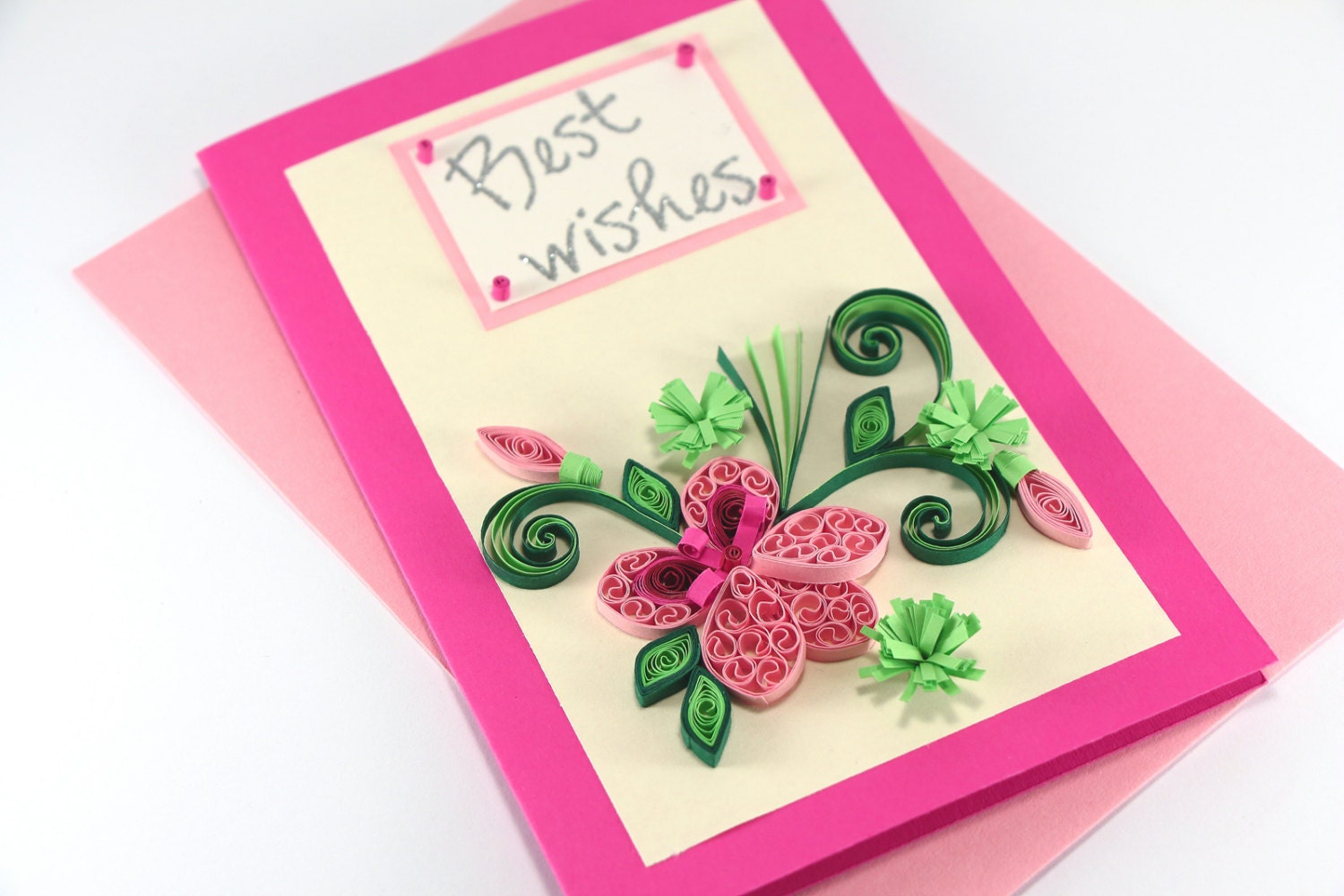 Best Wishes Card Greeting Card Handmade Paper Quilling