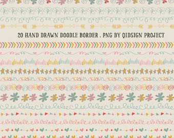 20 hand drawn circle frames doodle round borders digital