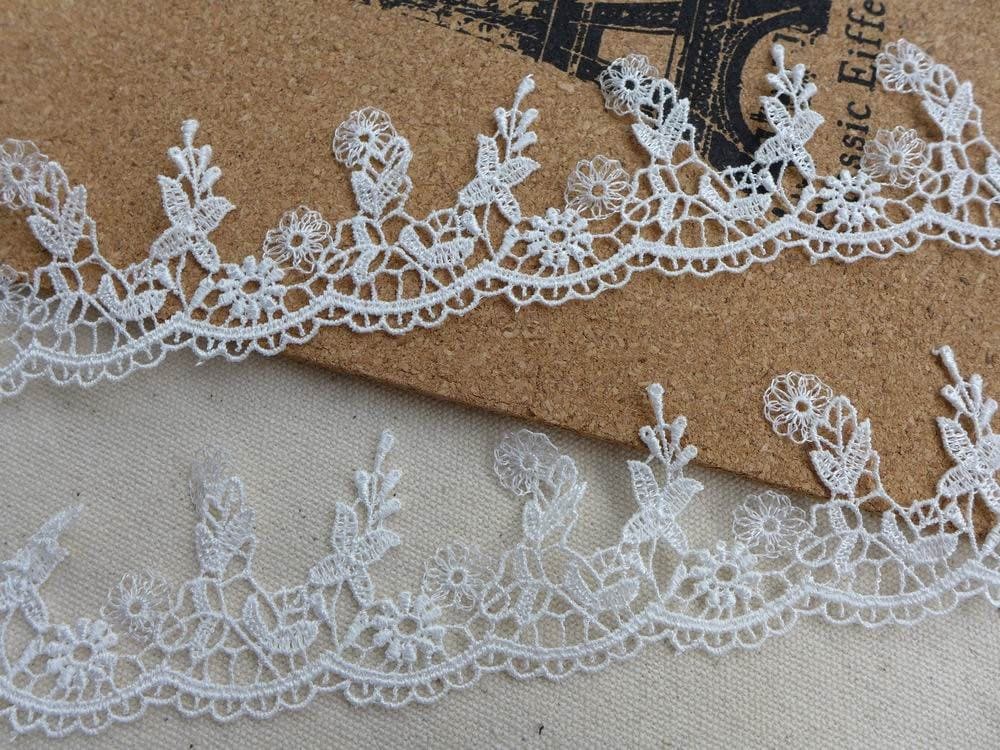 White Floral Lace Trim Victorian Lace Trim Venice Scalloped