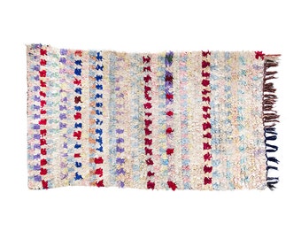 Dreams in Pastel. BOUCHEROUITE Moroccan Rag Rug. 3'8" x 6'5" ** SALE