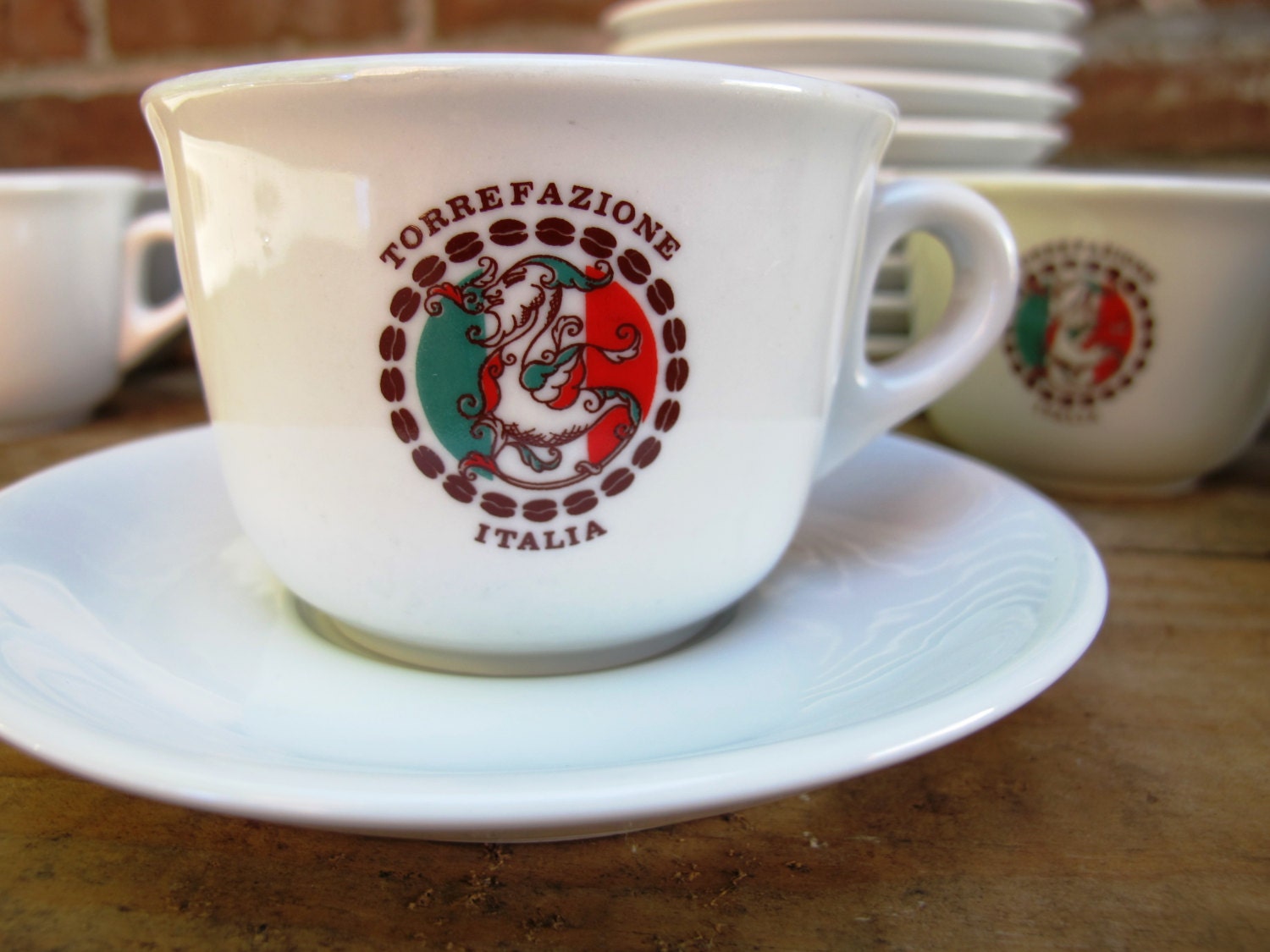 Torrefazione Authentic Vintage Heavy weighted White Cafe Coffee Cups ...