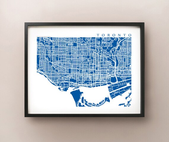 Downtown Toronto Map Art Ontario Poster Print by CartoCreative