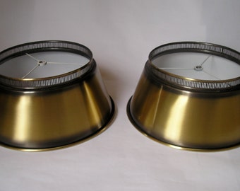 Pair of Vintage Mid Century Bronze-Tone Metal Lamp Shades