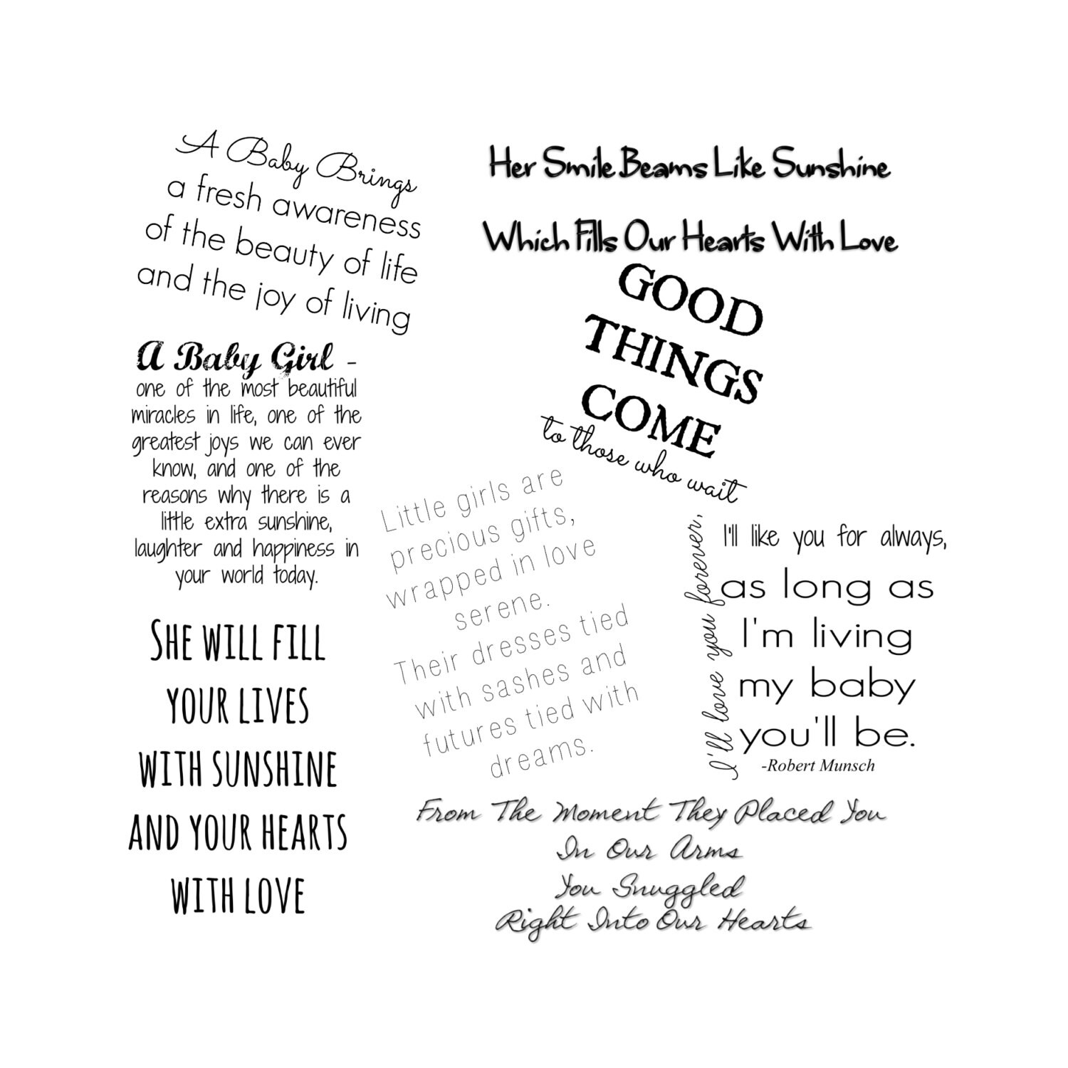 Family Word Art Collection 8 Baby Quotes Words and Phrases