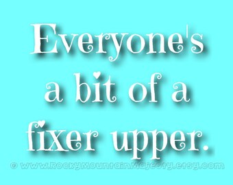 Fixer Upper Print, Teal Wall Art, Typography Quote, Square, Wall Decor ...