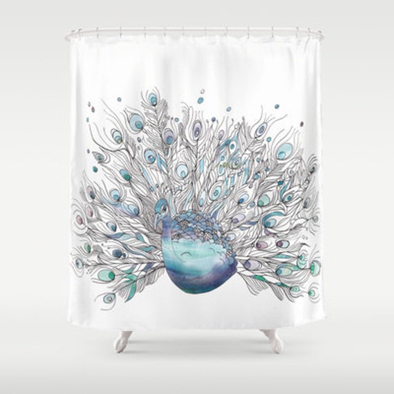Artistic Peacock Shower Curtain Peacock Watercolor Art