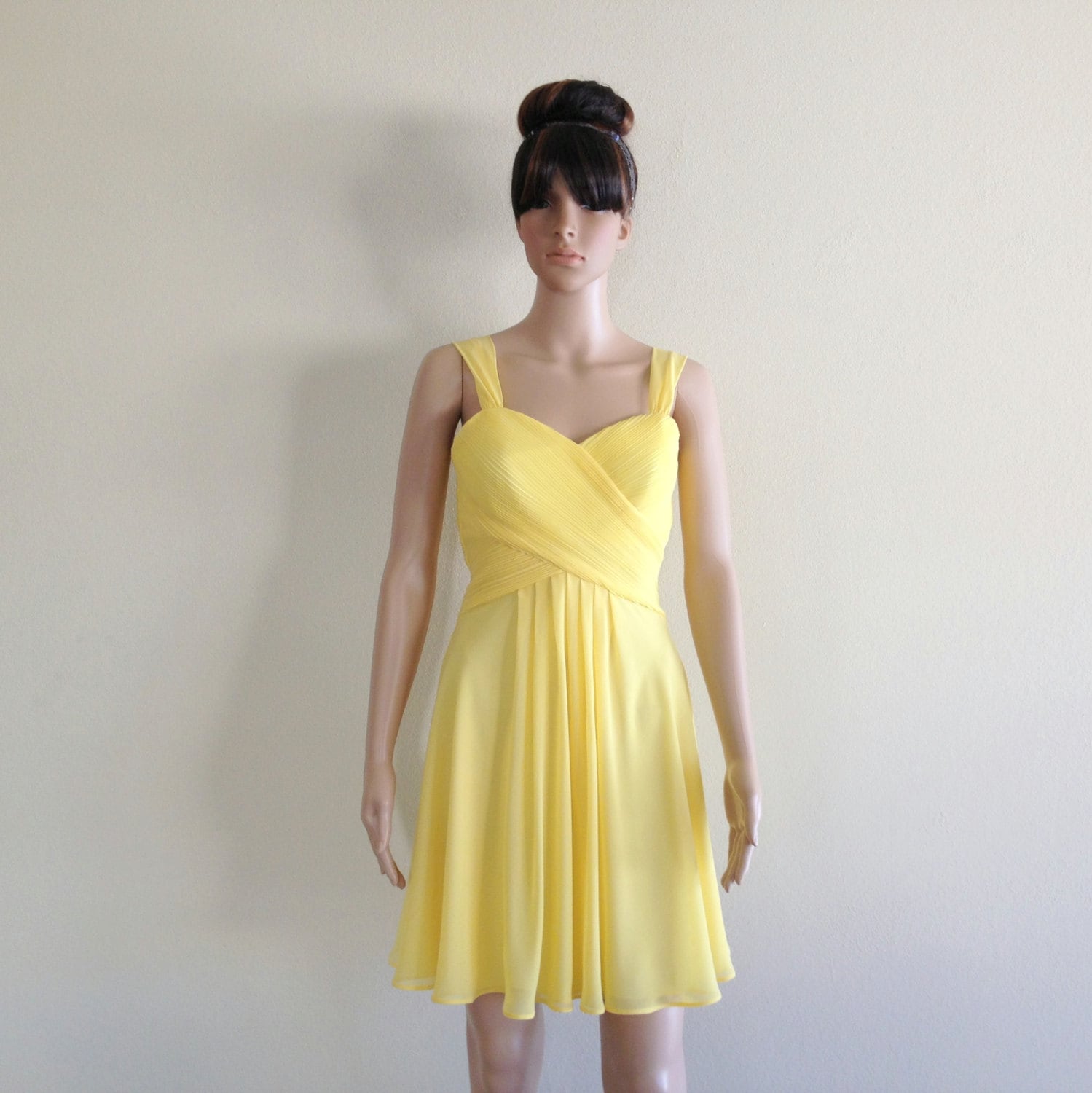 Evening Dress. Cocktail Dress. Yellow Bridesmaid Dress
