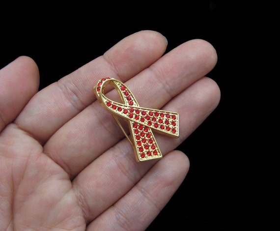 Crystal Red Ribbon Bow AIDS HIV Substance-abuse by purplecookie911