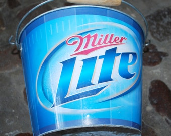 Miller Lite Beer Metal Ice Bucket