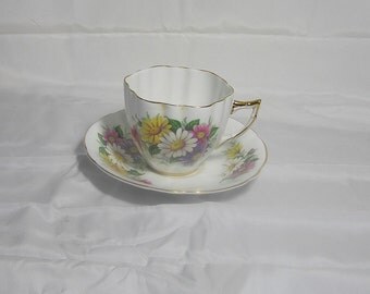 Melba Bone China Art Deco Tea Cup Saucer and by TheMewsCottage