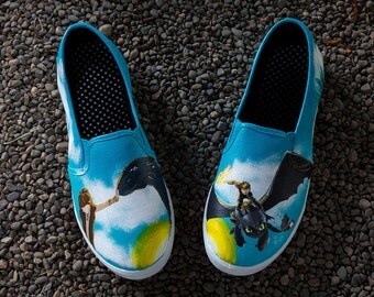 Hand Painted Shoes. How to train your dragon 2, Toothless, Hiccup ...