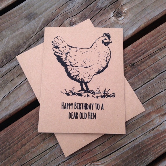 Items similar to Funny Kraft Old Hen Birthday Card with Matching ...