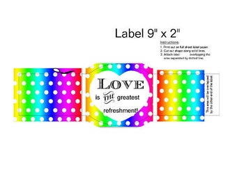 Wedding Water Bottle Label Rainbow Polka Dot labels Great Wedding Touch